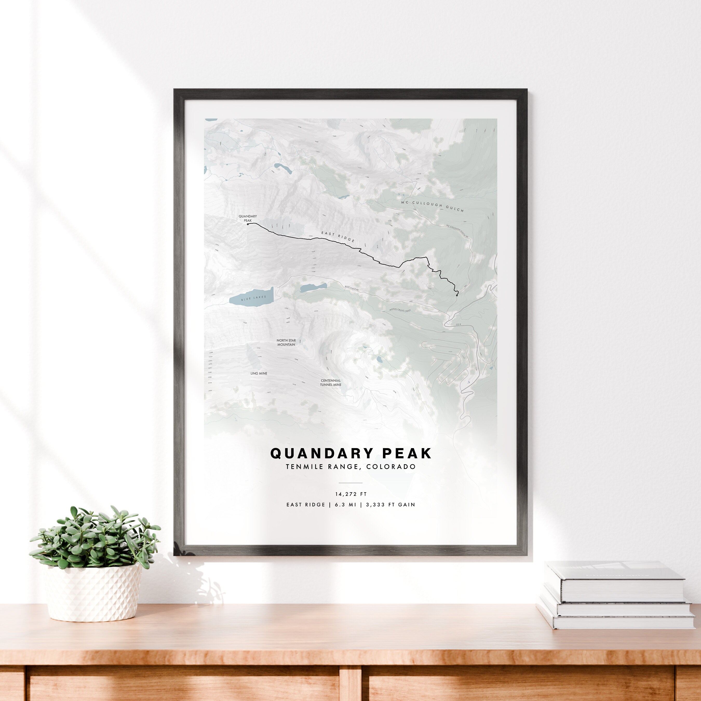Quandary Peak Trail Map Print Tenmile Range Colorado - Etsy