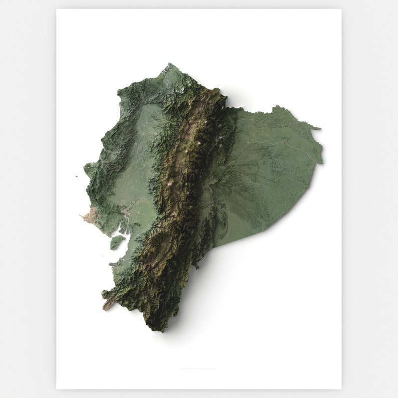 Ecuador Map Print Modern Topographic Wall Art Giclée Poster Print - Etsy