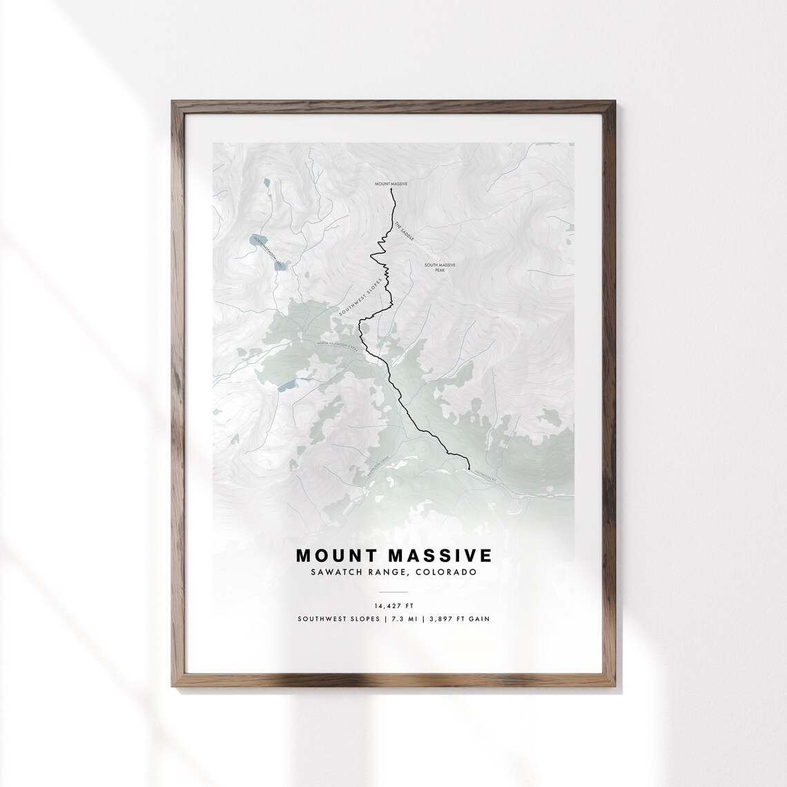 Mount Massive Trail Map Print | Sawatch Range Colorado Fourteener ...