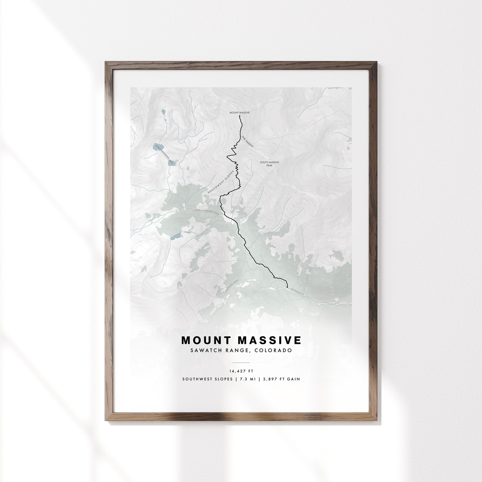 Mount Massive Trail Map Print | Sawatch Range Colorado Fourteener ...