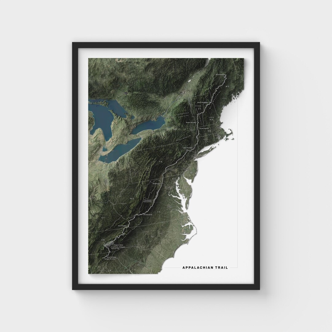 Appalachian Trail Map Print | Modern Topographic Wall Art | Giclée ...