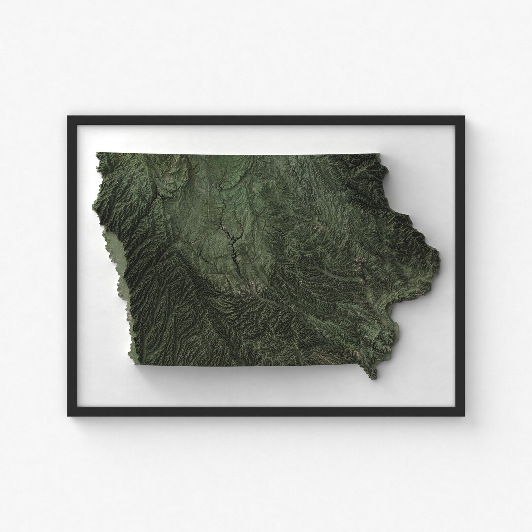 Iowa Map Print | Modern Topographic Wall Art | Giclée Poster Print - Etsy