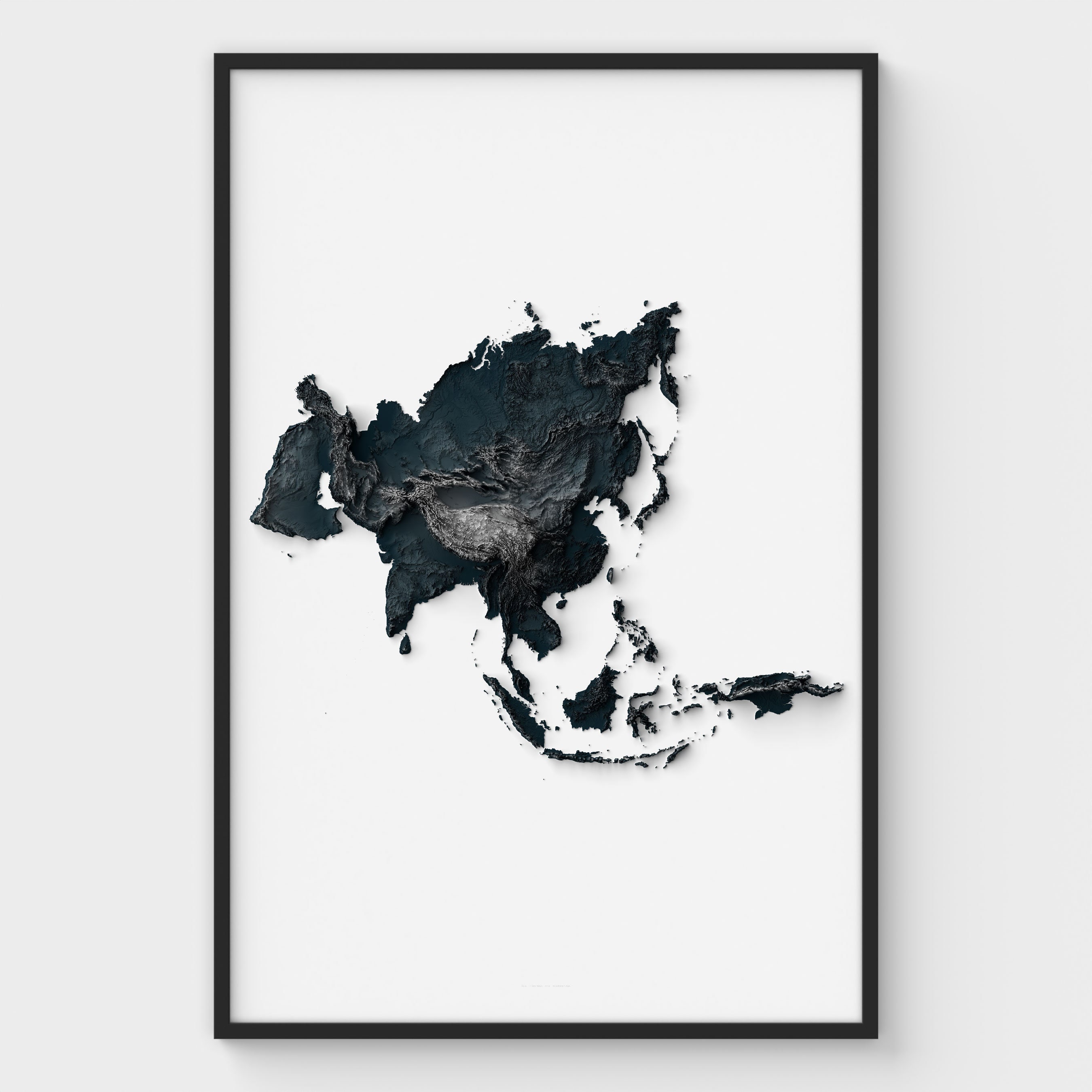 Asia Shaded Relief Map Modern Topographic Wall Art Home & Office Wall ...