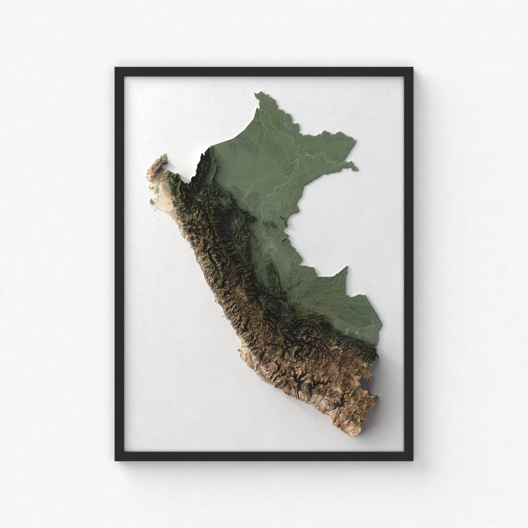 Peru Map Print | Modern Topographic Wall Art | Giclée Poster Print - Etsy