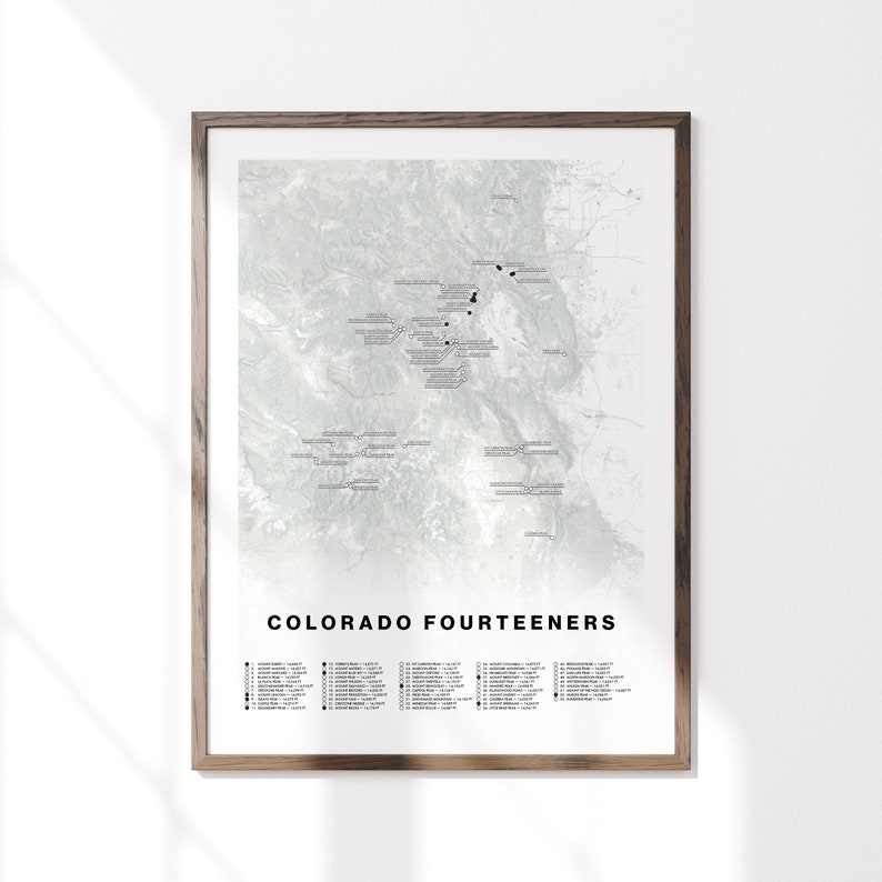 Colorado Fourteeners Fillable Map Print 53 Ranked 14ers Wall Art - Etsy