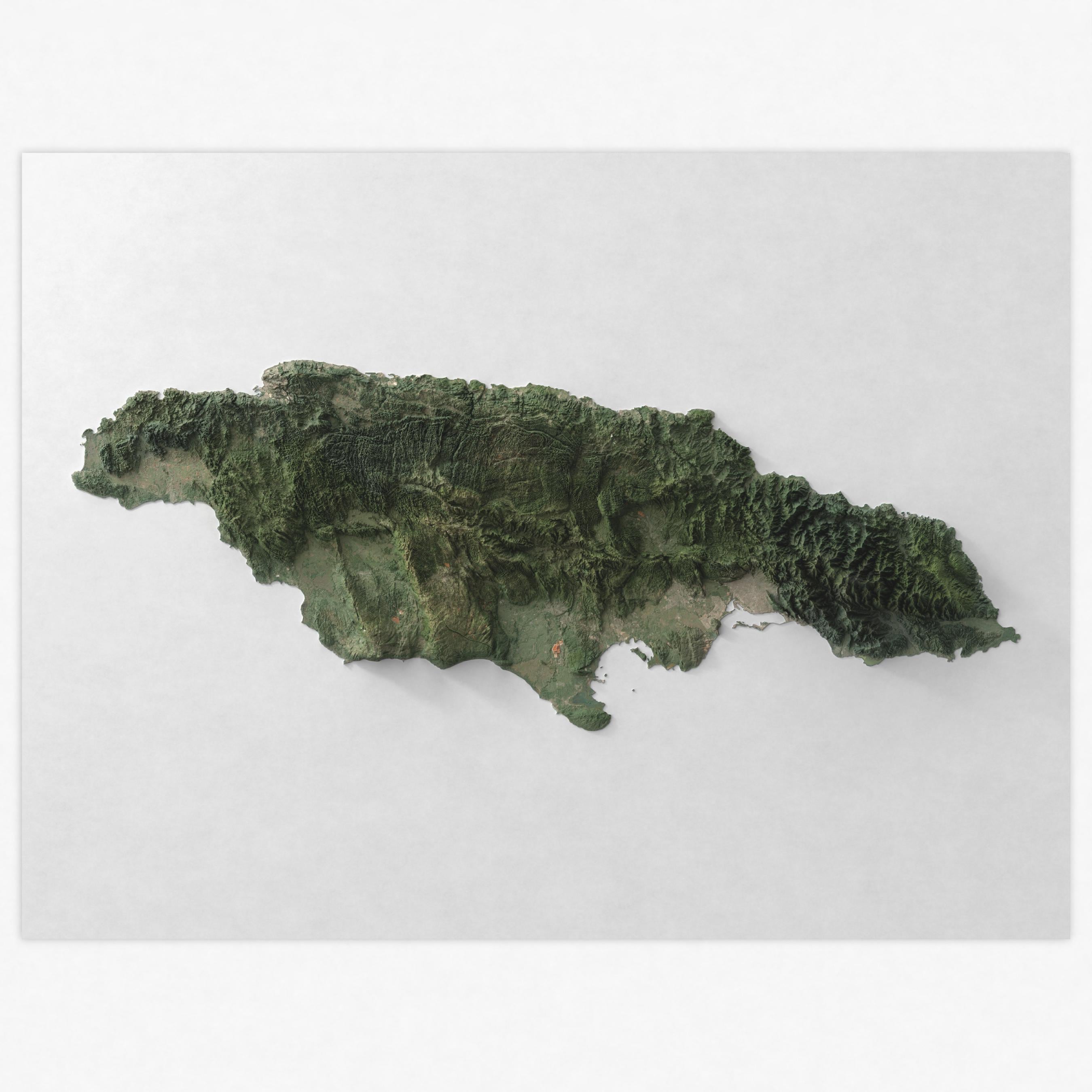Jamaica Map Print | Modern Topographic Wall Art | Giclée Poster Print ...