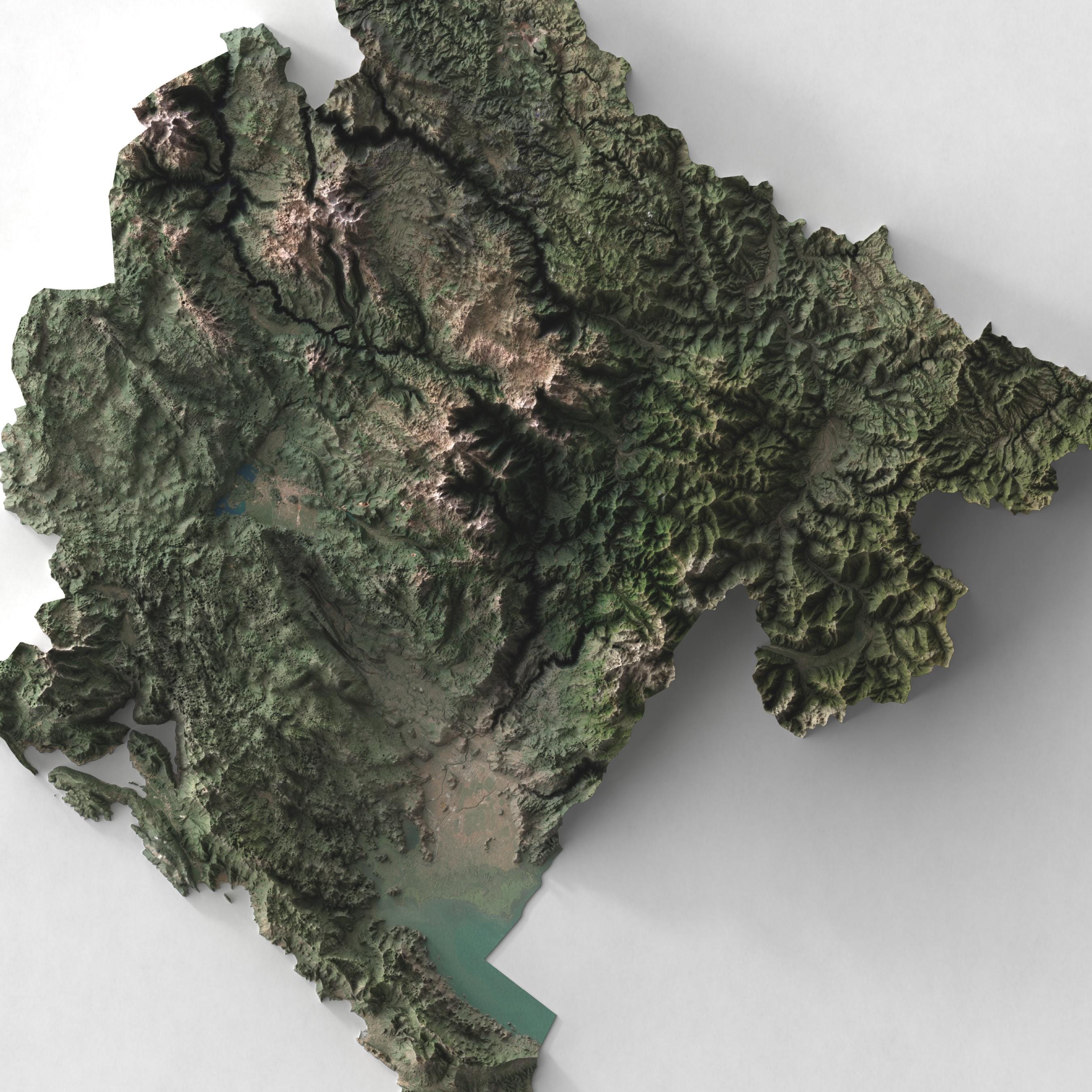 Montenegro Map Print | Modern Topographic Wall Art | Giclée Poster ...