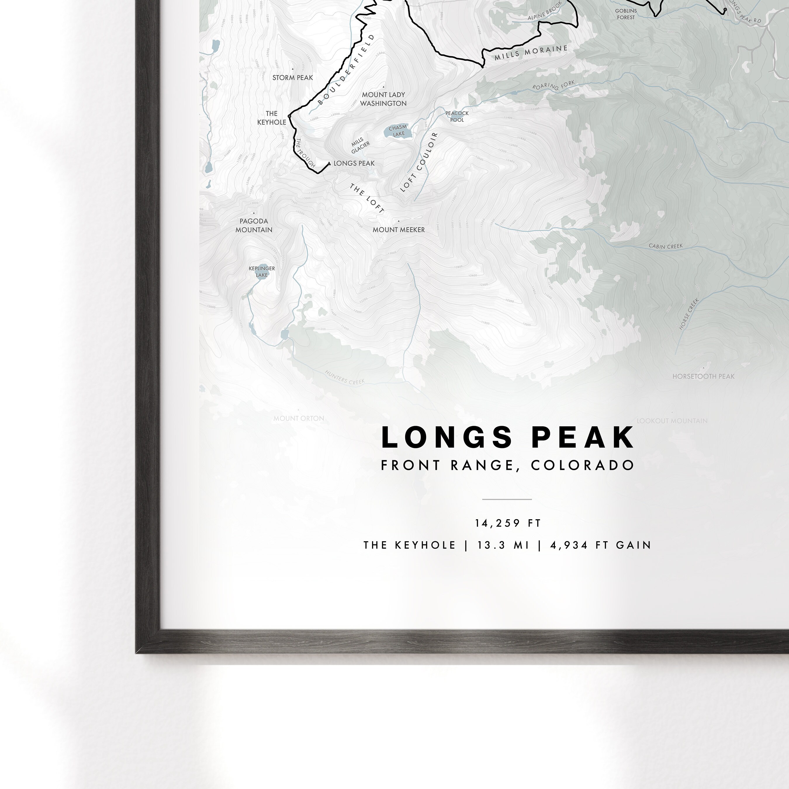 Longs Peak Trail Map Print | Front Range Colorado Fourteener | Wall Art ...