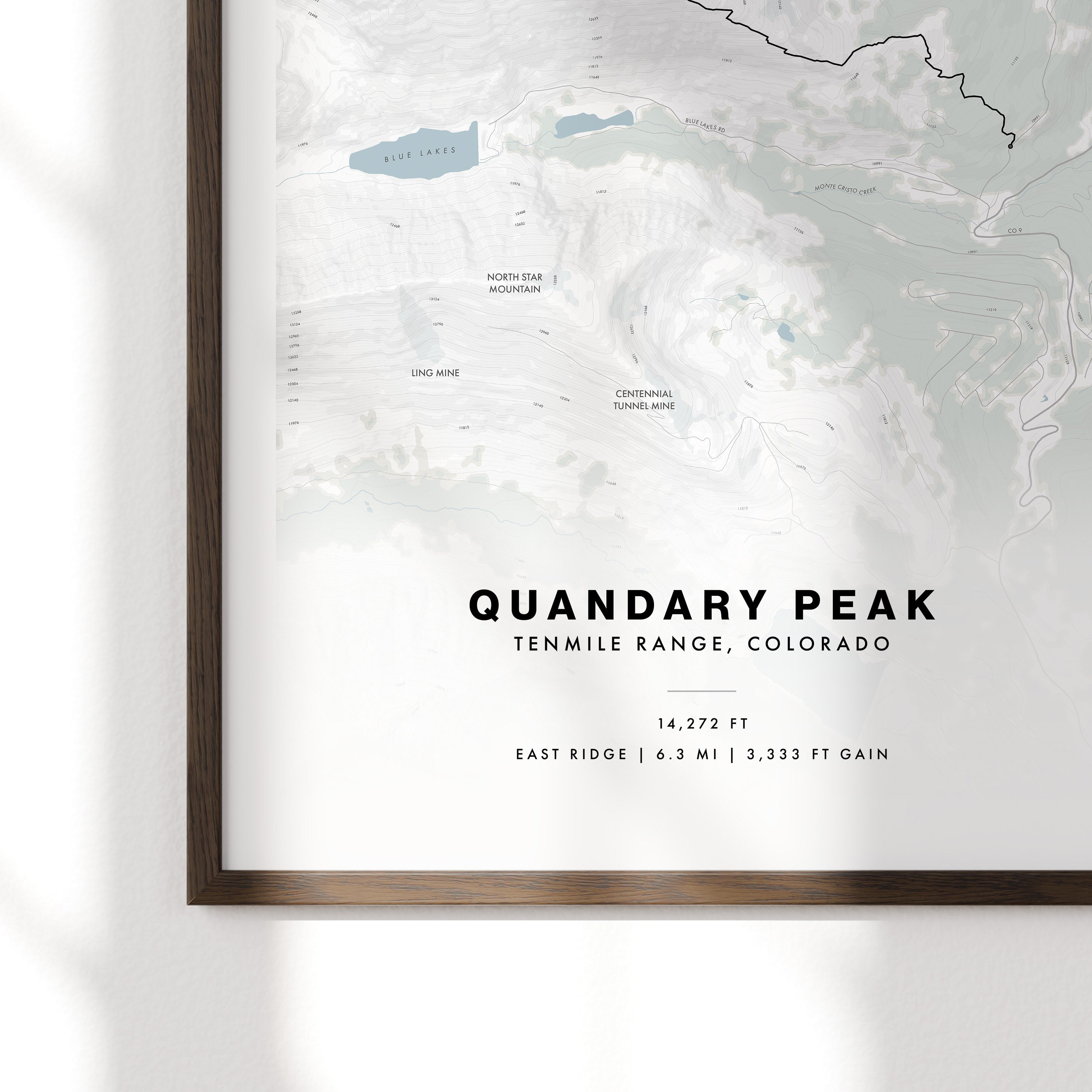 Quandary Peak Trail Map Print Tenmile Range Colorado - Etsy