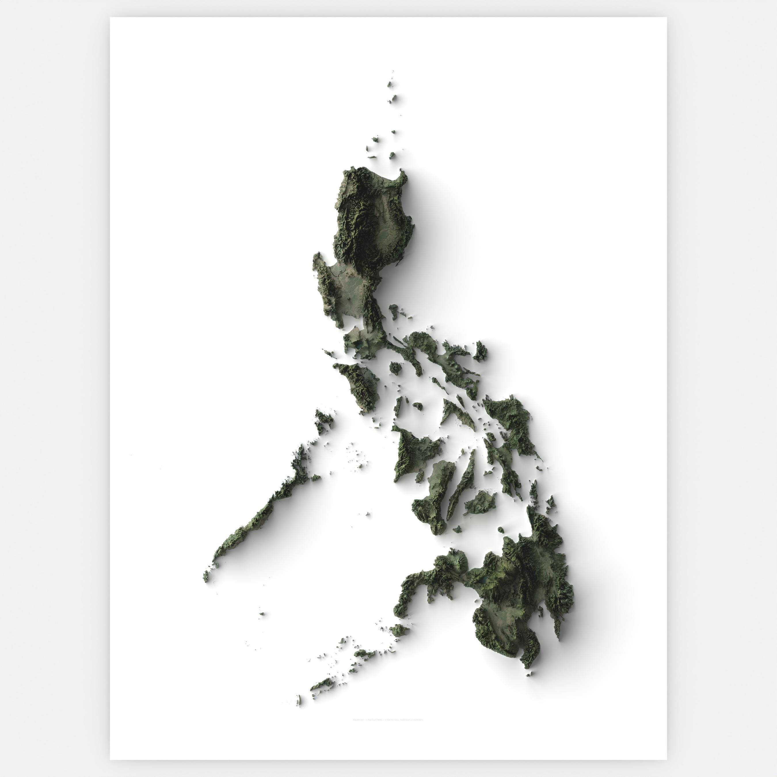 Philippines Map Print Modern Topographic Wall Art Giclée Poster Print ...