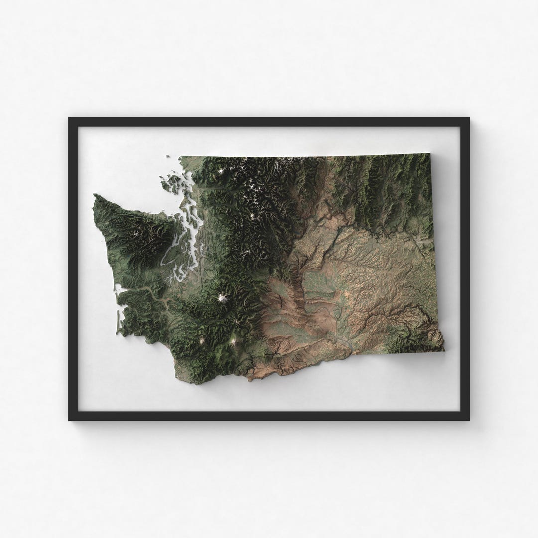 Washington Map Print | Modern Topographic Wall Art | Giclée Poster ...