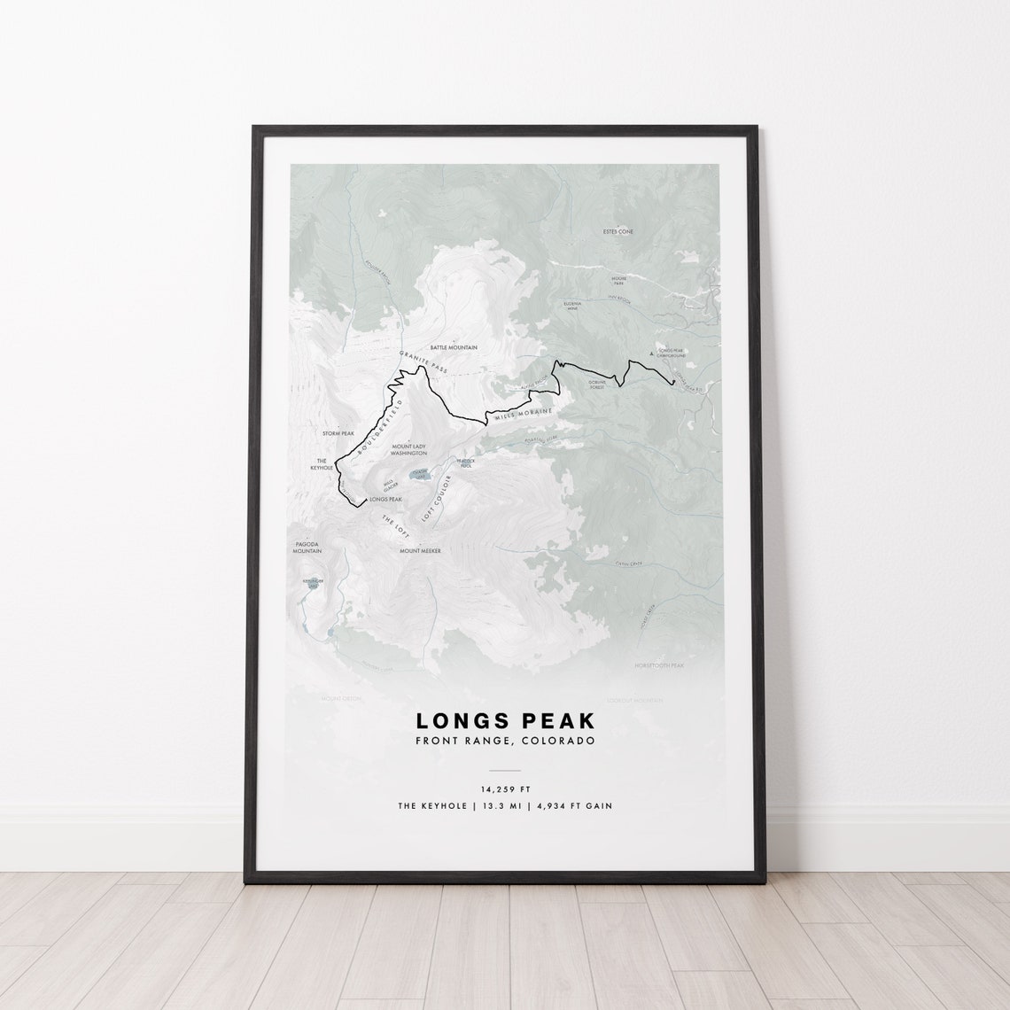 Longs Peak Trail Map Print | Front Range Colorado Fourteener | Wall Art ...