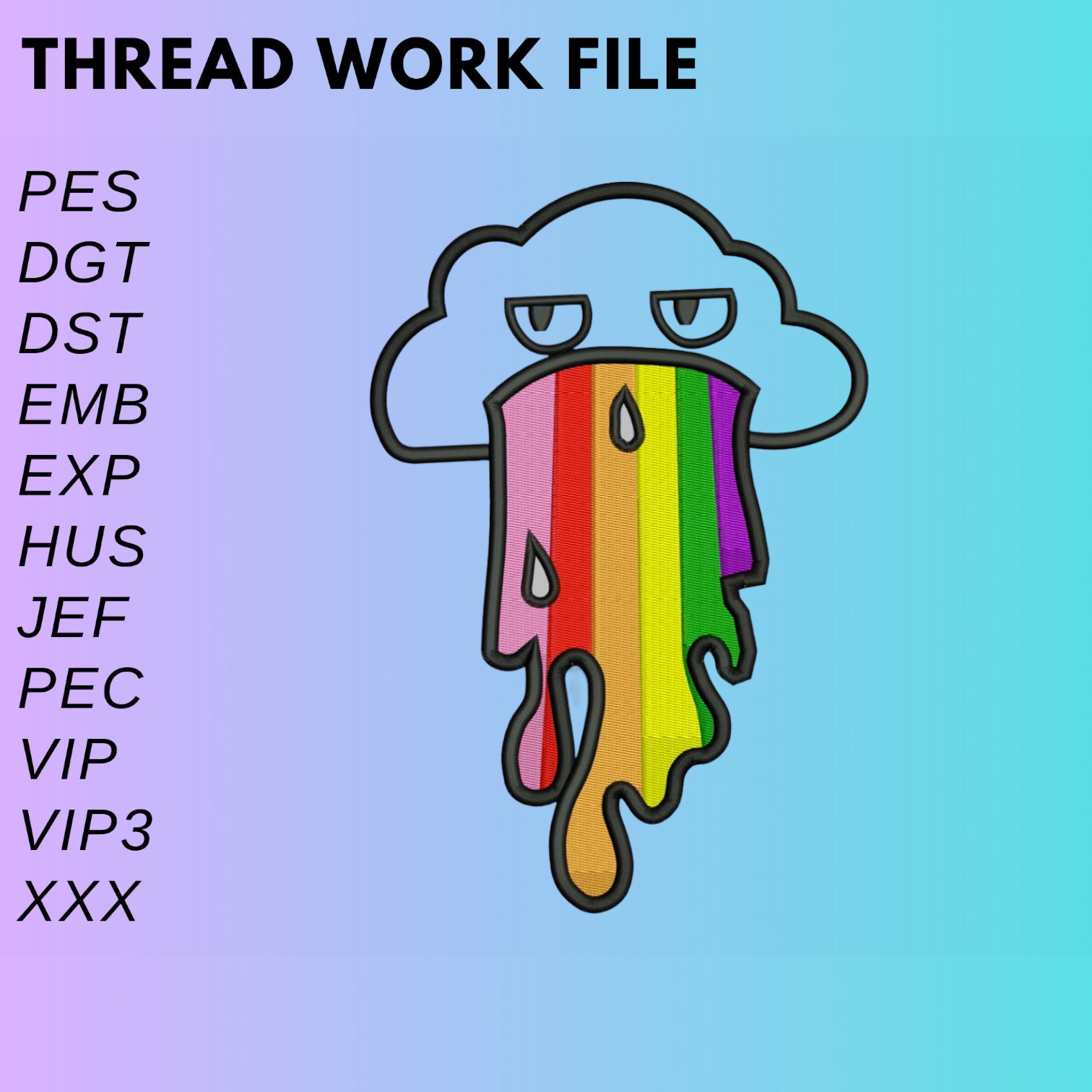 Cloud Rainbow Embroidery Design. Trendy Embroidery Design. - Etsy