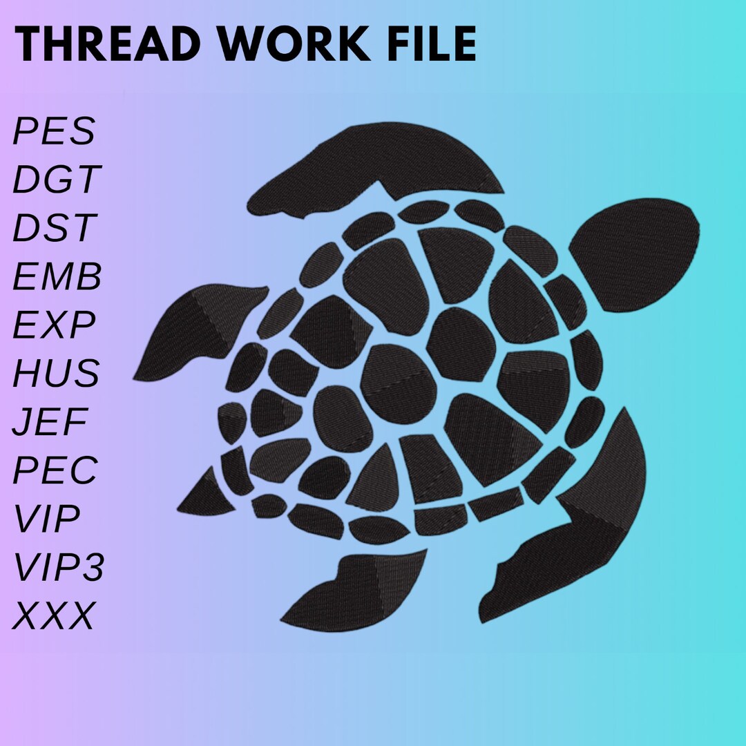 Turtle Machine Embroidery Design File 2x2, 4x4, 5x7. Animal Embroidery ...