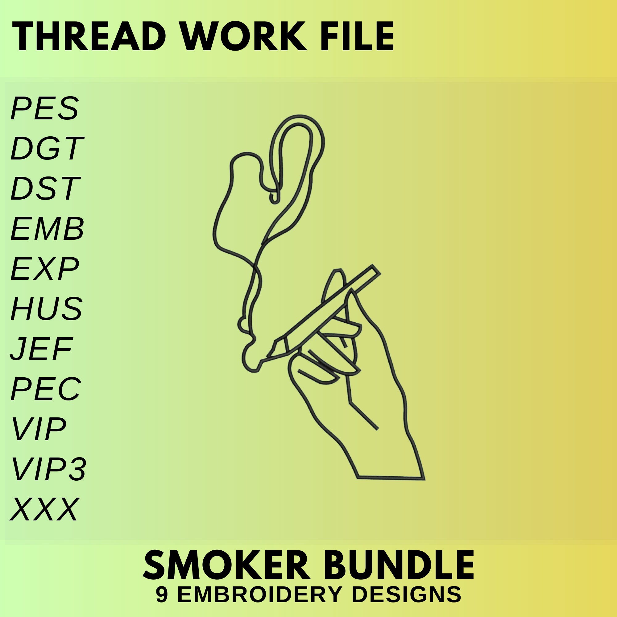9 Smoker Embroidery Designs Bundle. Pack of Weed Embroidery - Etsy