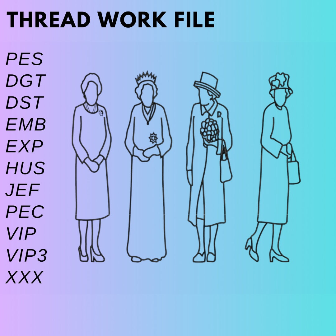 Queen Elizabeth Embroidery Design. 4x4 and 5x7 Hoop. United Kingdom ...