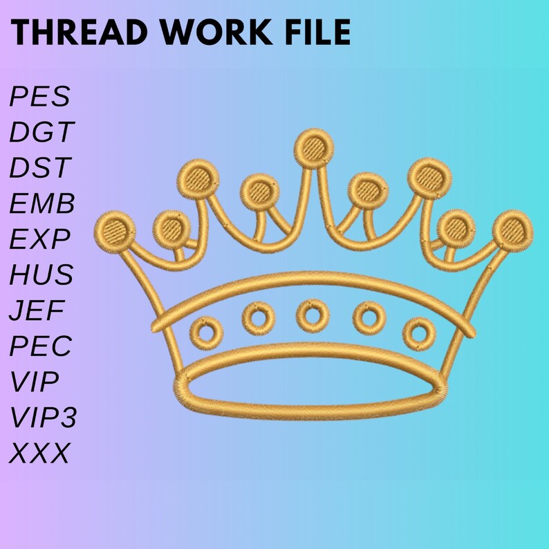 King Crown Embroidery Design. Royal Crown Embroidery Files. - Etsy