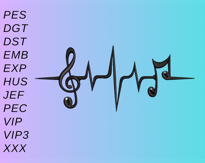Music Embroidery Design. 4x4 and 5x7 Hoop. Music Note Embroidery File ...