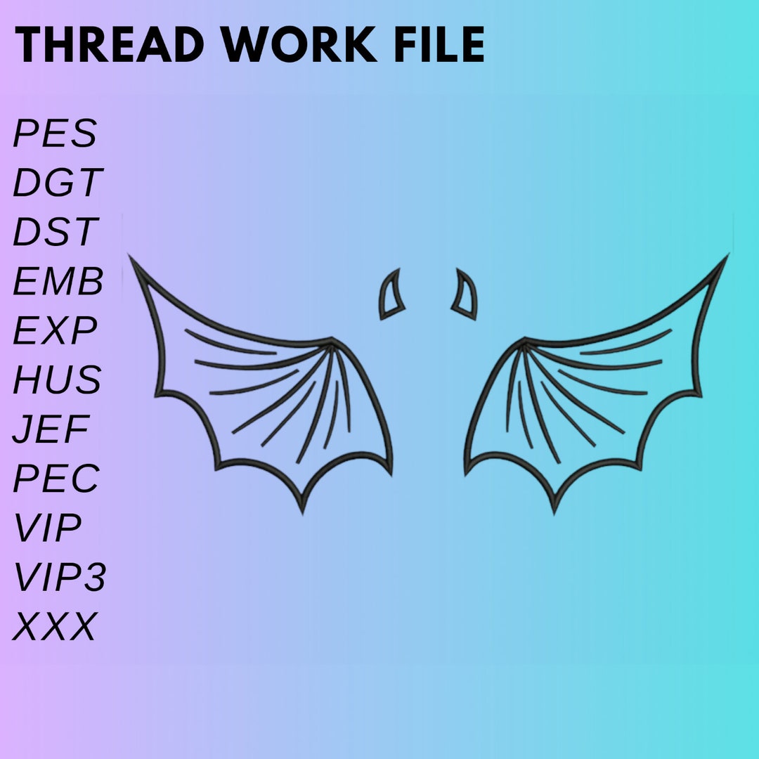 Demon Wings Embroidery Design. Devil Wings Embroidery Files. Wings ...