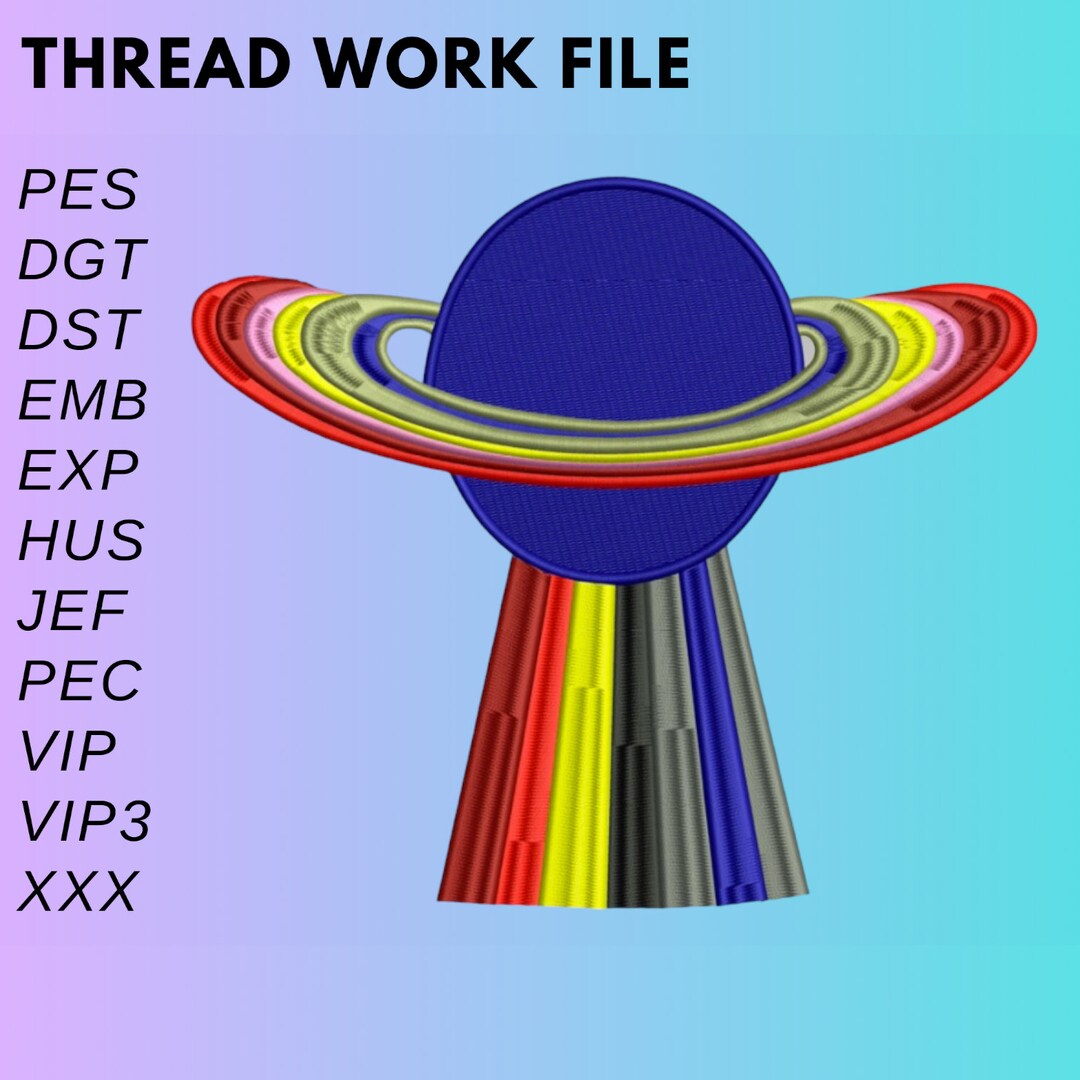 UFO Embroidery Design. Space Embroidery Files. Planet Embroidery Design ...