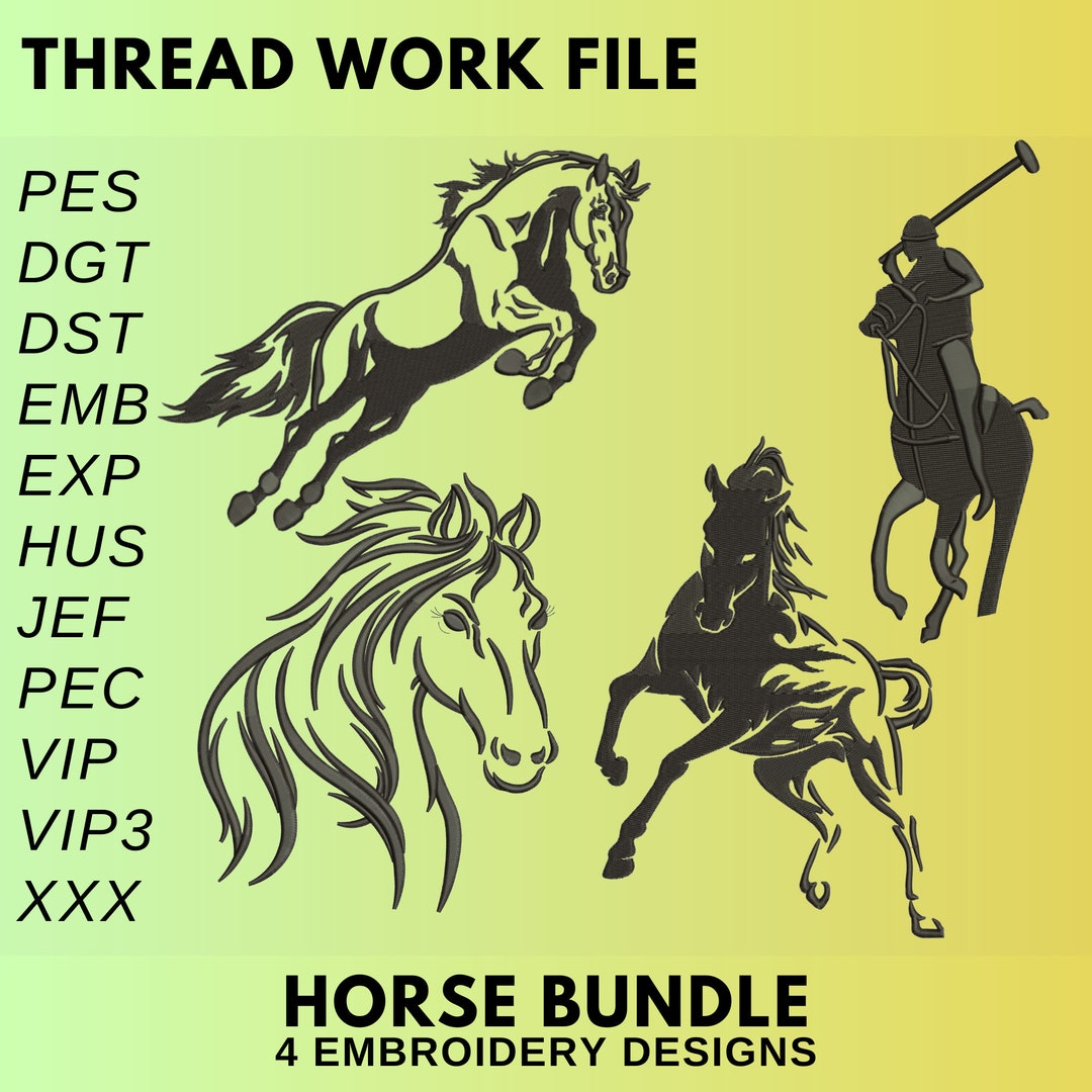 4 Horses Embroidery Designs Bundle. Pack of Embroidery Machine Files ...