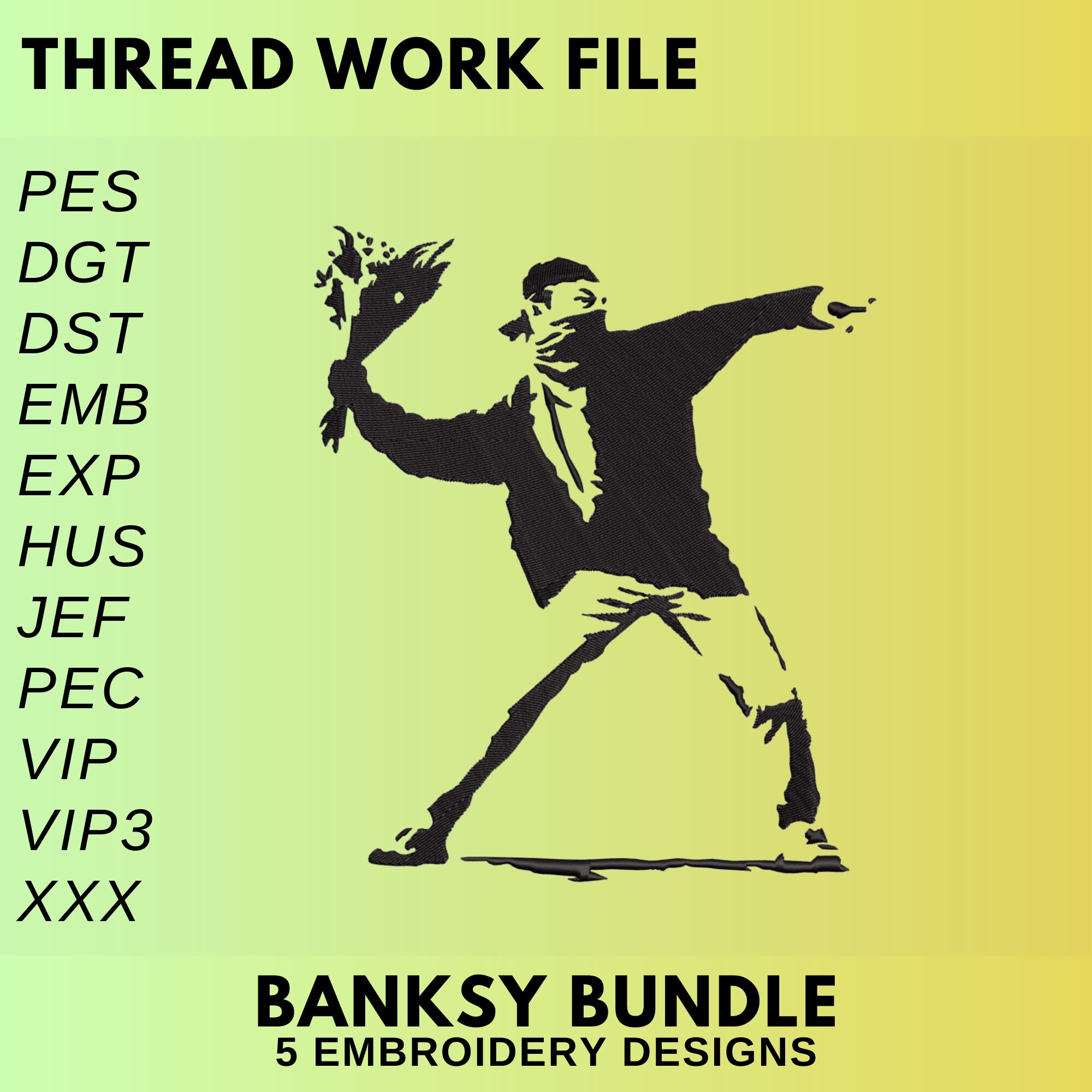 5 Banksy Bundle Embroidery Design. 4x4 and 5x7 Hoop. - Etsy