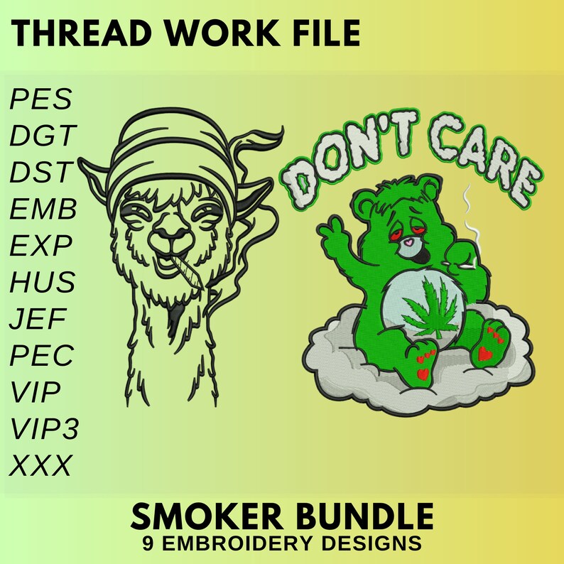 9 Smoker Embroidery Designs Bundle. Pack of Weed Embroidery - Etsy