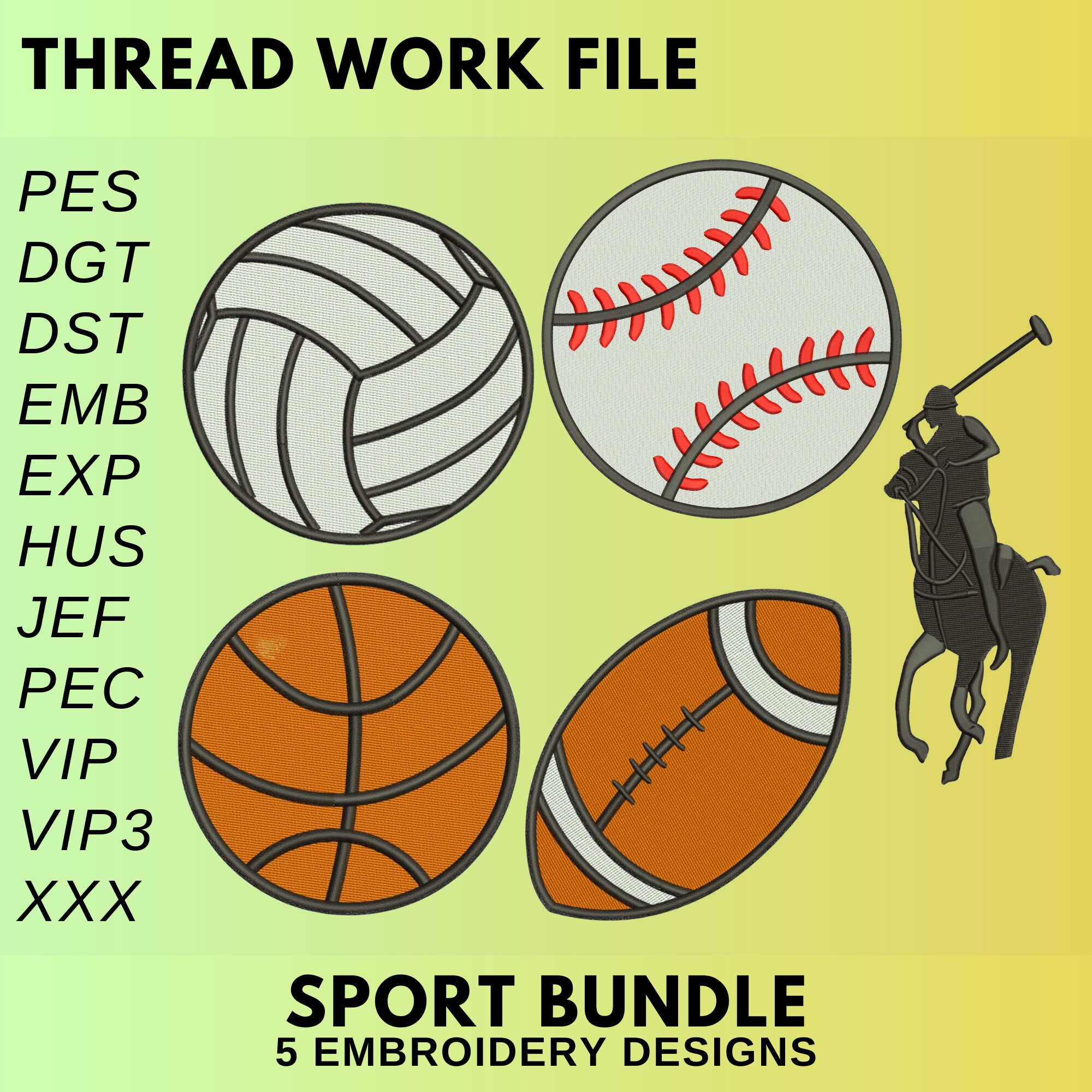 5 Sport Embroidery Designs Bundle. Pack of Embroidery Machine Files. - Etsy