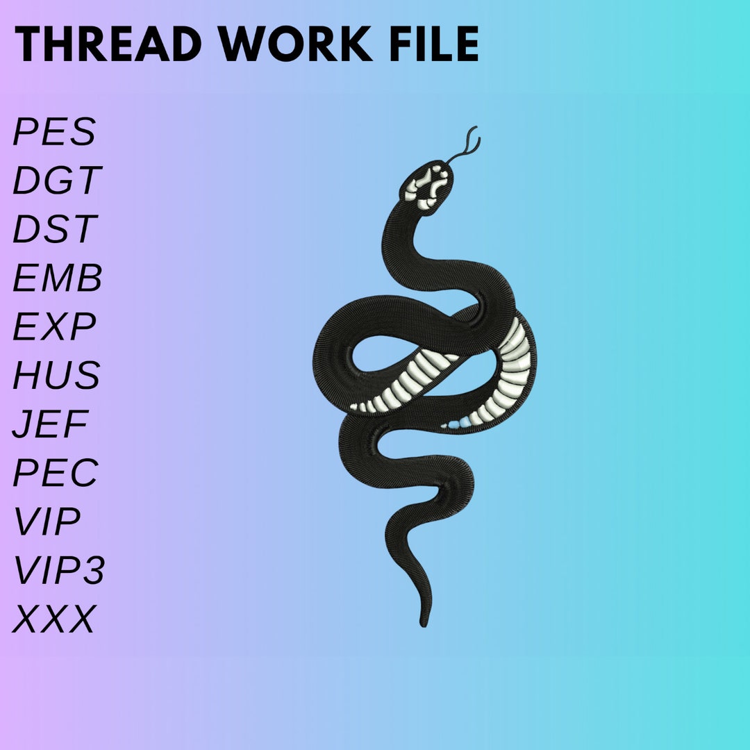 Snake Embroidery Design. Snake Embroidery Files. Animal Embroidery ...
