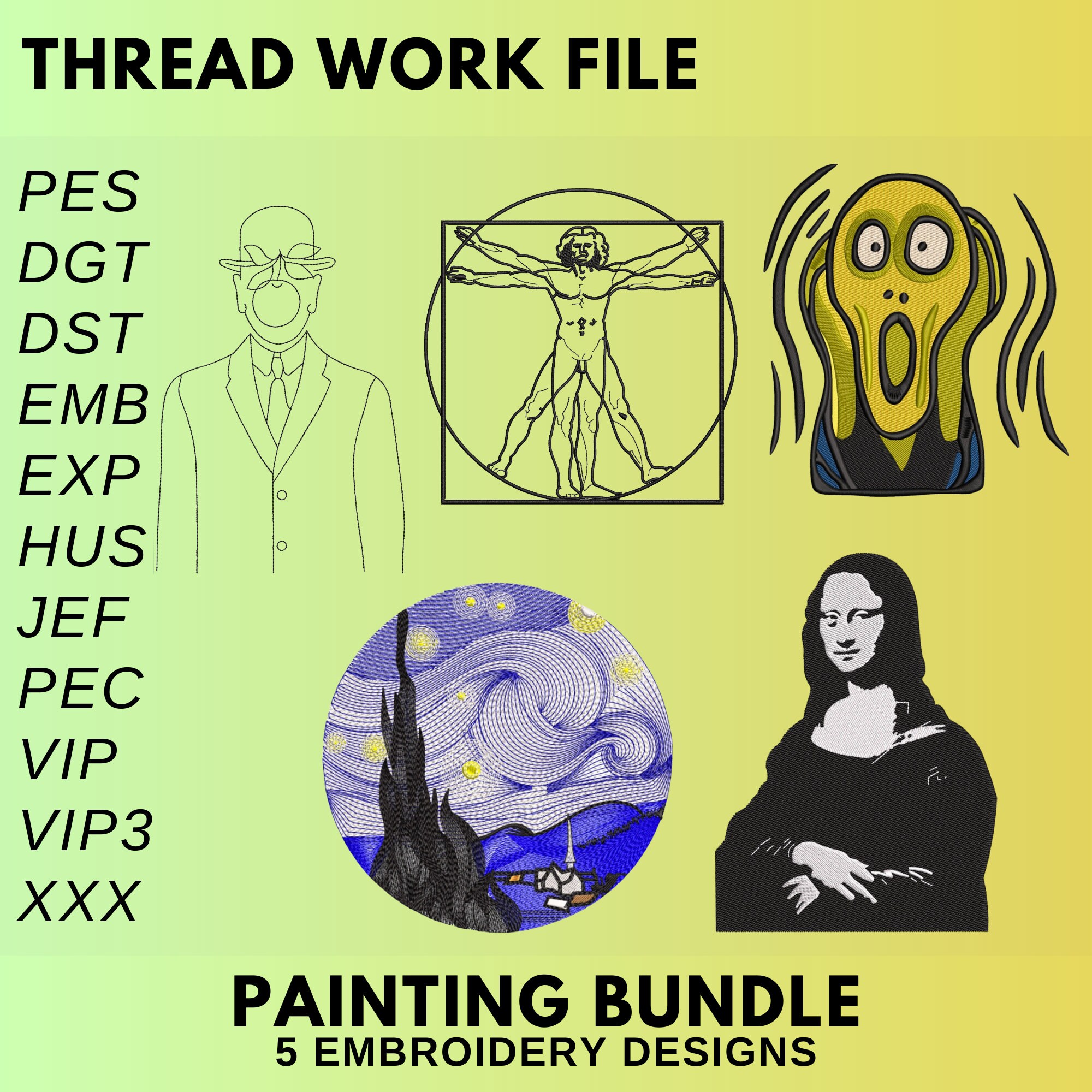 5 Painting Embroidery Designs Bundle. Pack of Embroidery Machine Files ...