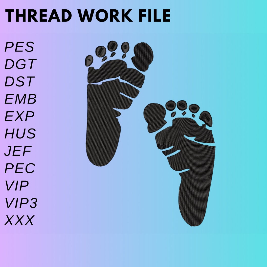 Footprint Embroidery Design File 2x2, 4x4, 5x7. Footmark Embroidery ...
