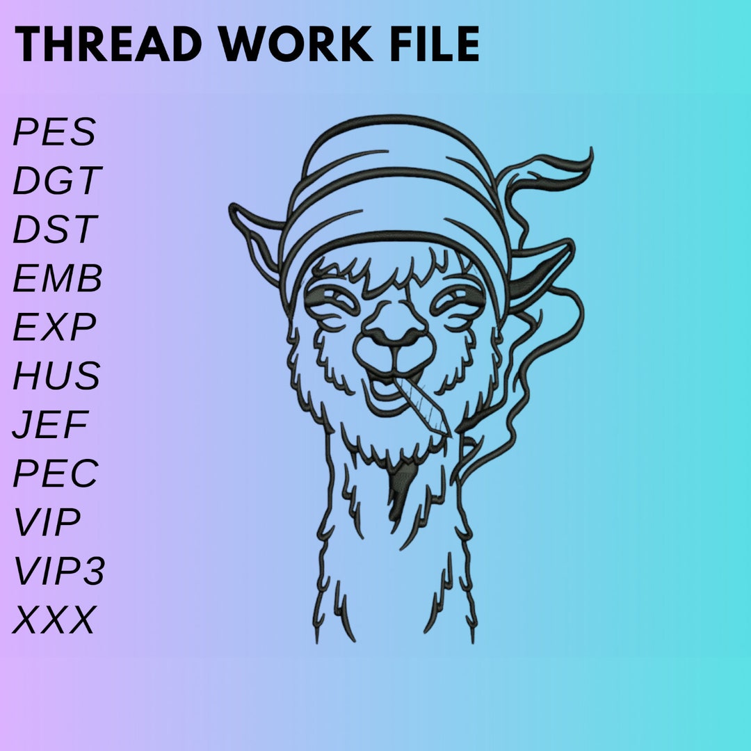 Lama Marijuana Join Embroidery Design. Weed Embroidery Design. Leaf ...