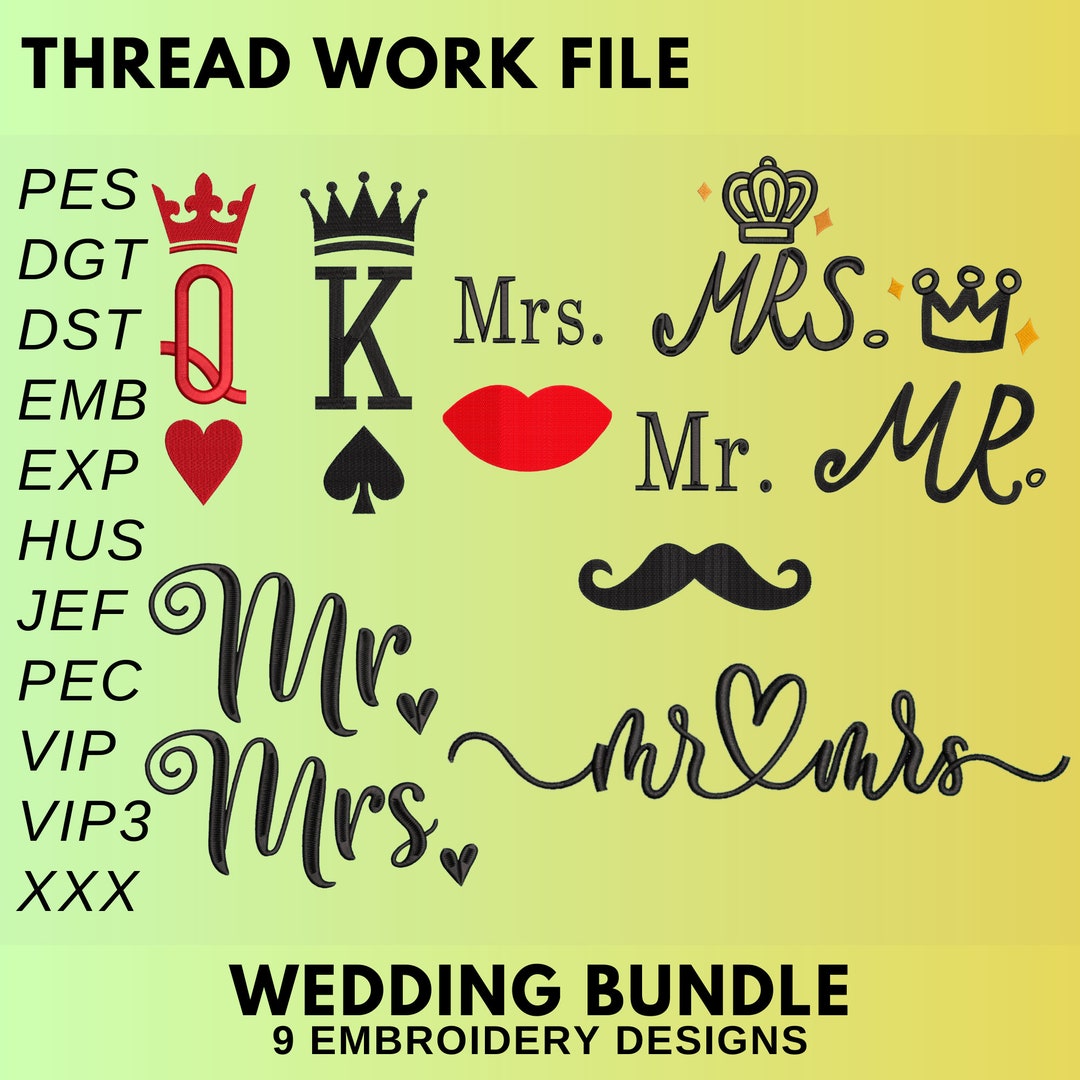 9 Wedding Embroidery Designs Bundle Pack Of Embroidery Machine Files 8094
