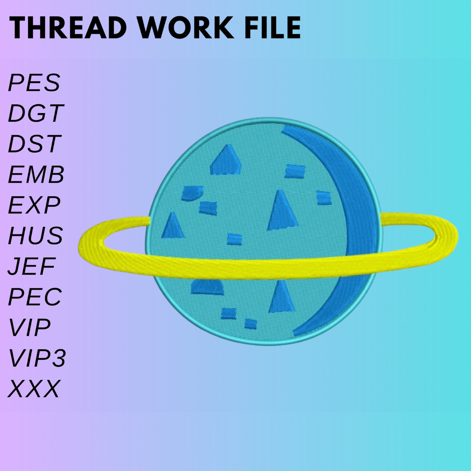 Neptune Embroidery Design. Space Embroidery Files. Planet Embroidery ...