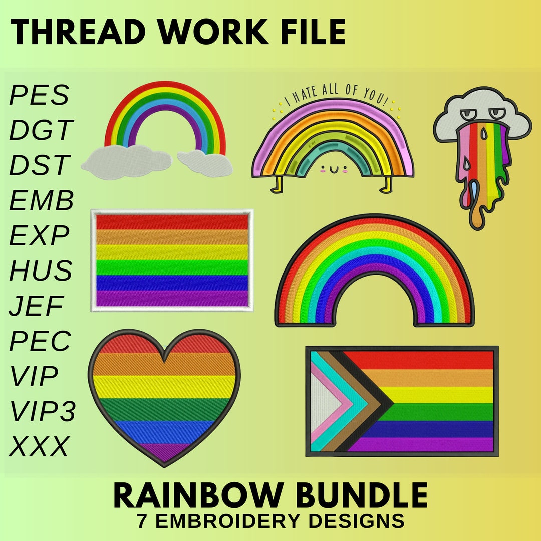 7 Rainbow Embroidery Designs Bundle. Pack of Embroidery Machine Files ...