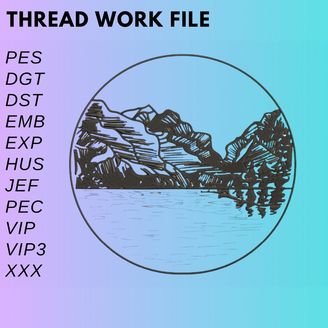 Mountain and Forest Machine Embroidery Design File 2x2, 4x4, 5x7 ...