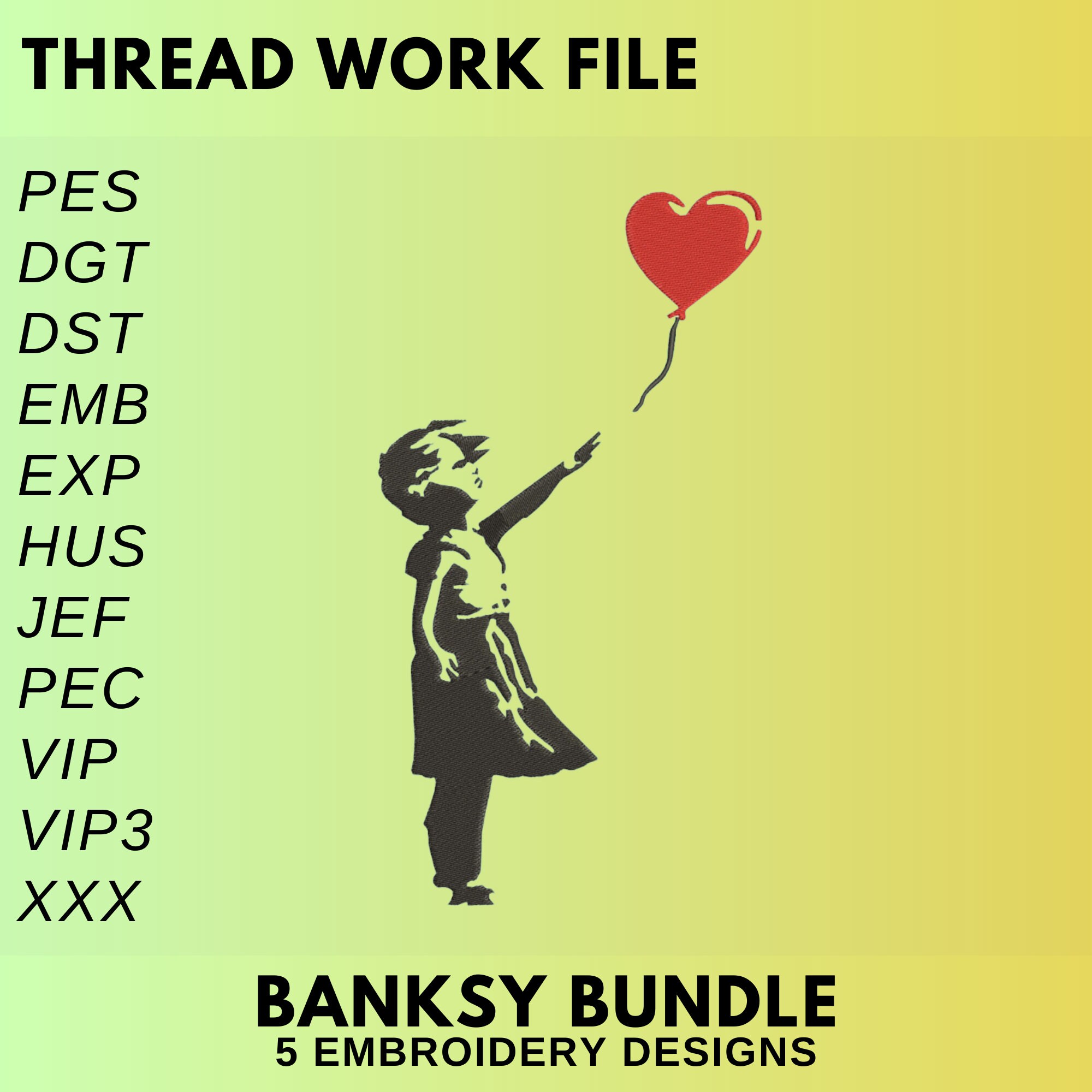 5 Banksy Bundle Embroidery Design. 4x4 and 5x7 Hoop. - Etsy