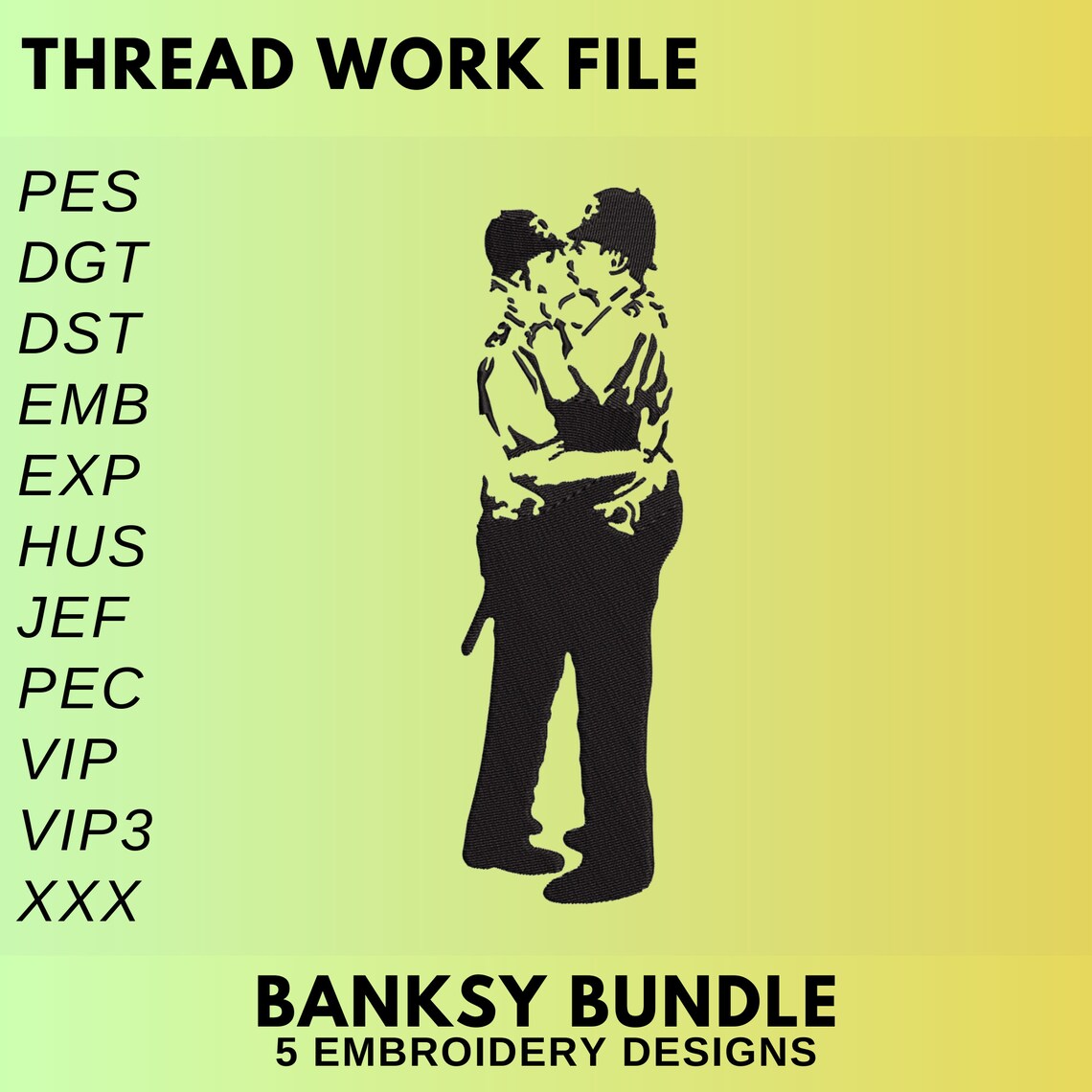 5 Banksy Bundle Embroidery Design. 4x4 and 5x7 Hoop. - Etsy