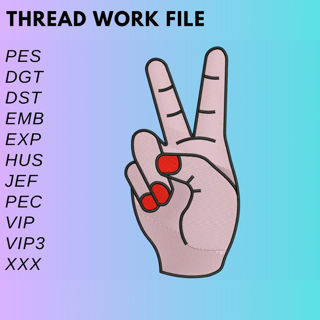 Peace Hand Embroidery Design. Peace Embroidery Design. Peace Sign ...