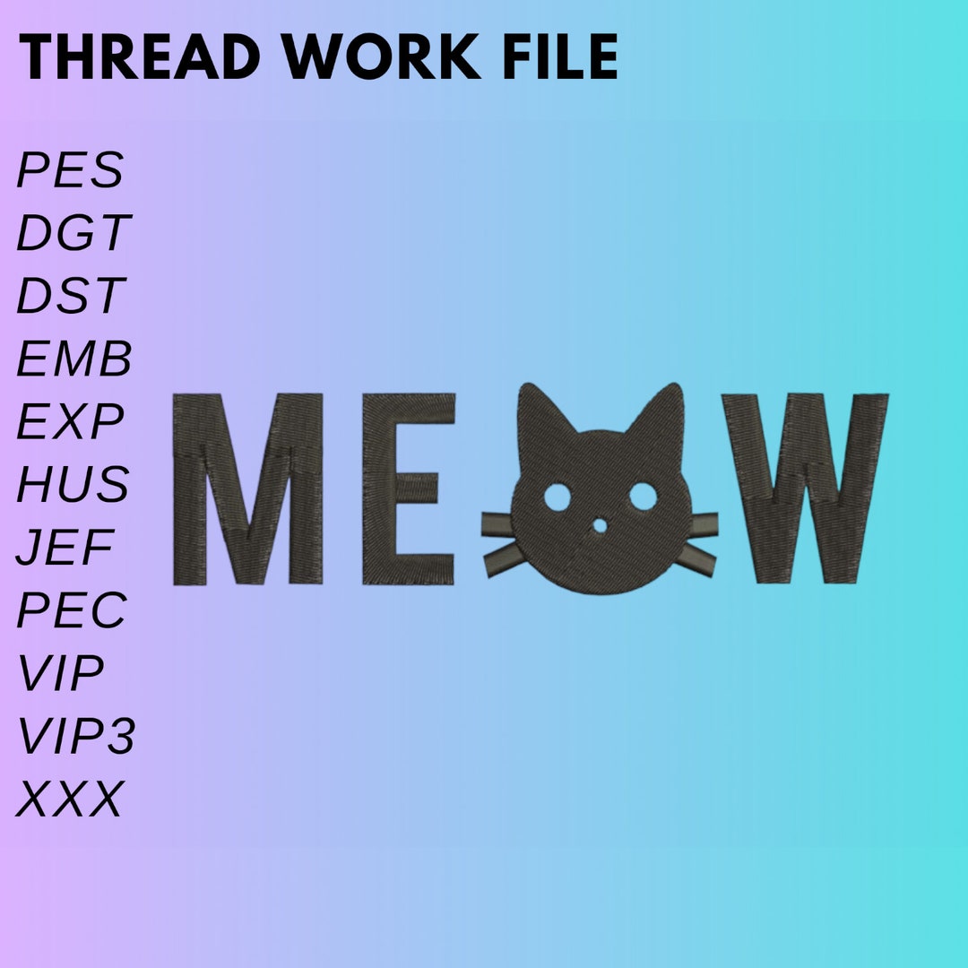 Meow Machine Embroidery Design File 2x2 4x4 5x7. Cat - Etsy