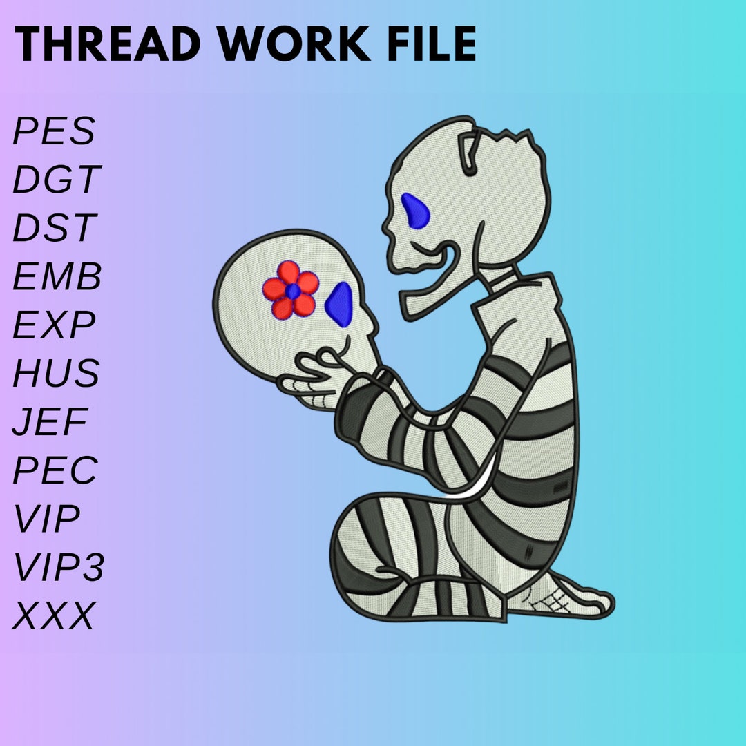 Skeleton Embroidery Design. 4x4 and 5x7 Hoop. Halloween Embroidery File ...