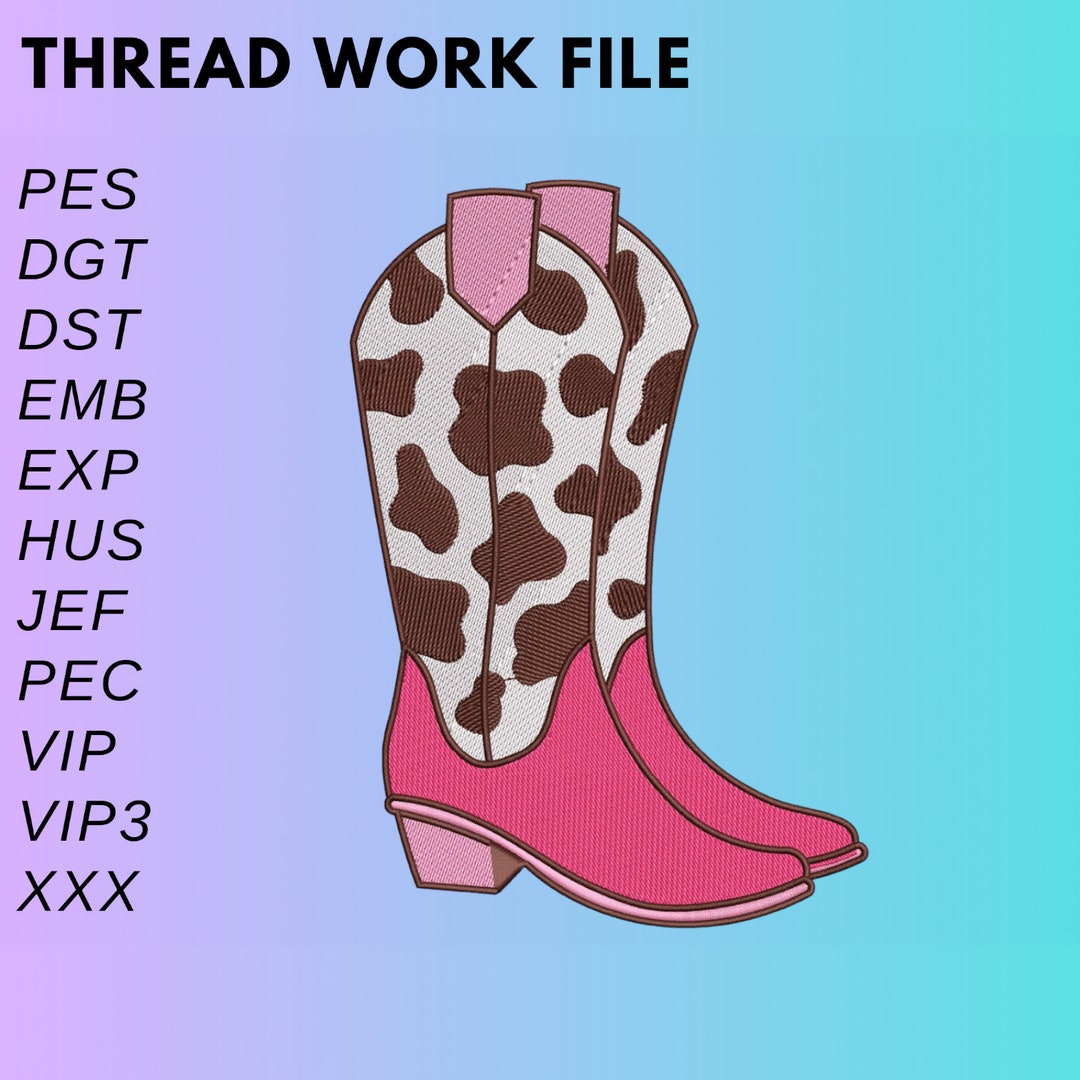 Cowboy Boots Embroidery Design File 2x2, 4x4, 5x7. Country Embroidery ...