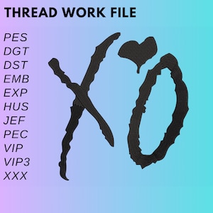 Xo Heart Embroidery Design File 2x2, 4x4, 5x7. the Weekend Embroidery ...