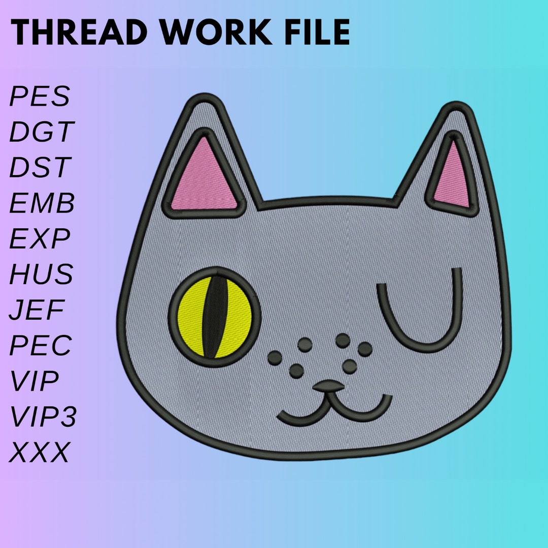 Cartoon Cat Embroidery Design for Machine Embroidery. - Etsy