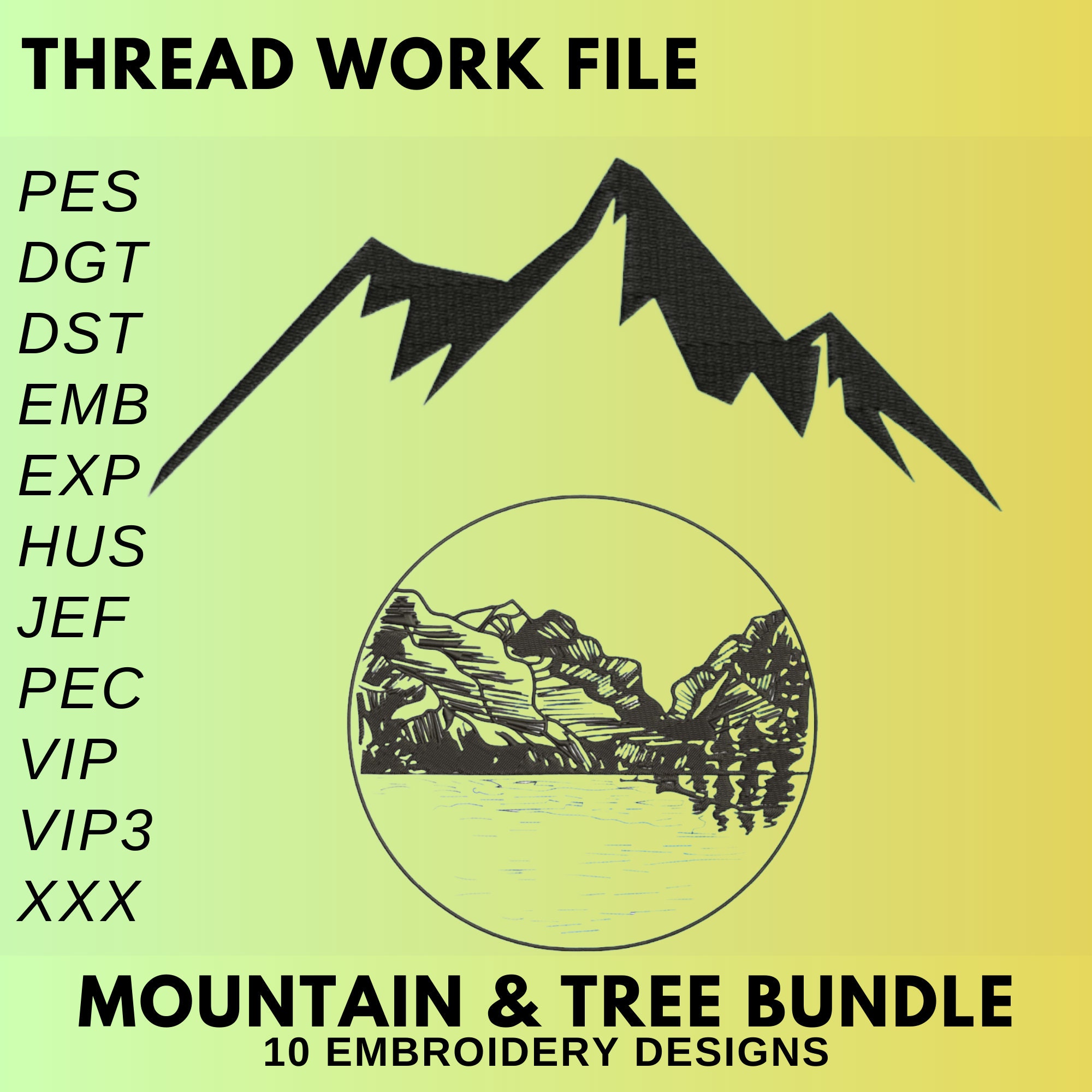 10 Mountain and Tree Embroidery Designs Bundle. Pack of - Etsy