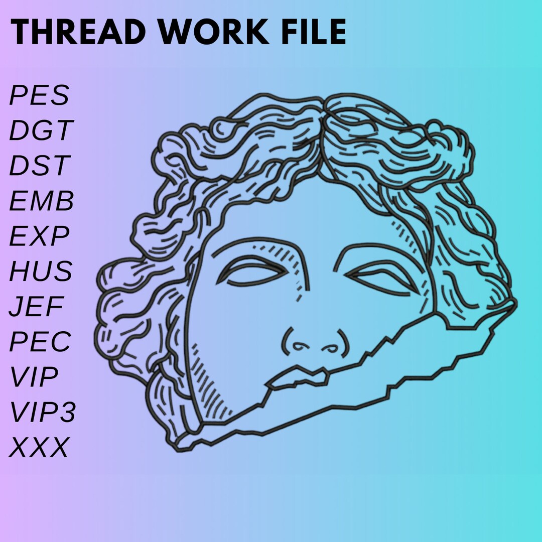 Statue Embroidery Design. Outline Embroidery Files. Greek Embroidery ...