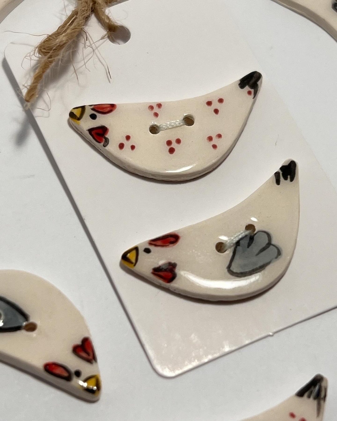 Chicken Buttons Set2st, Handmade Ceramic Buttons Set - Etsy