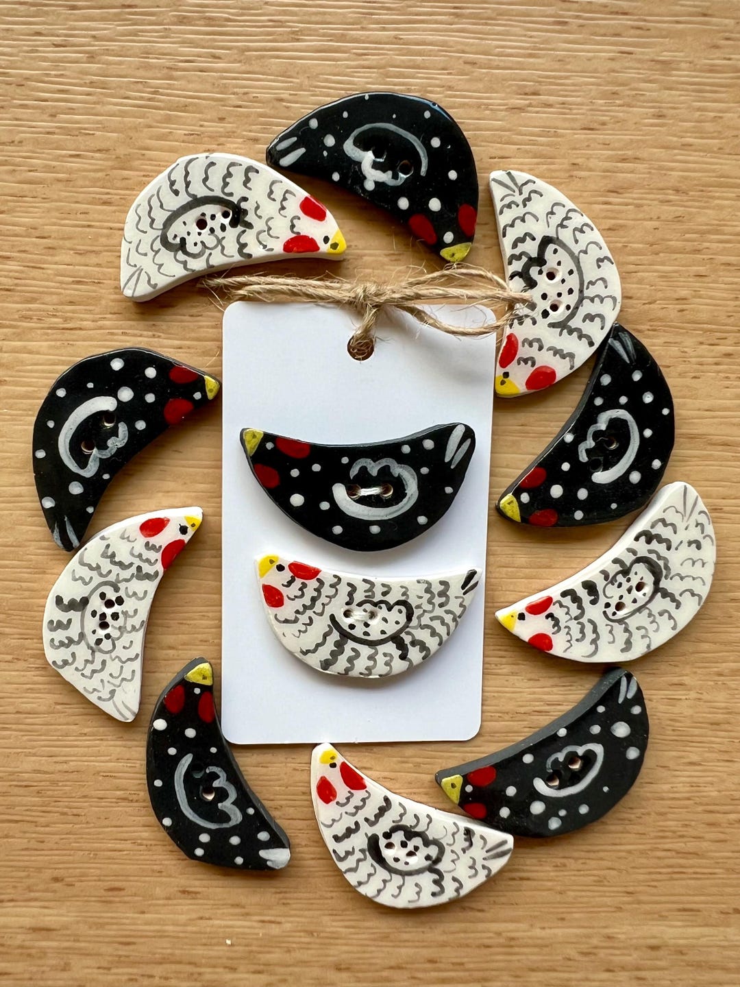 Chicken Buttons Set(2st), Handmade Ceramic Buttons Set - Etsy UK