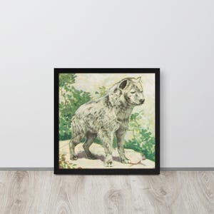 Vintage Hyena-like Wolf Illustration | Antique Lithograph Animal Print ...