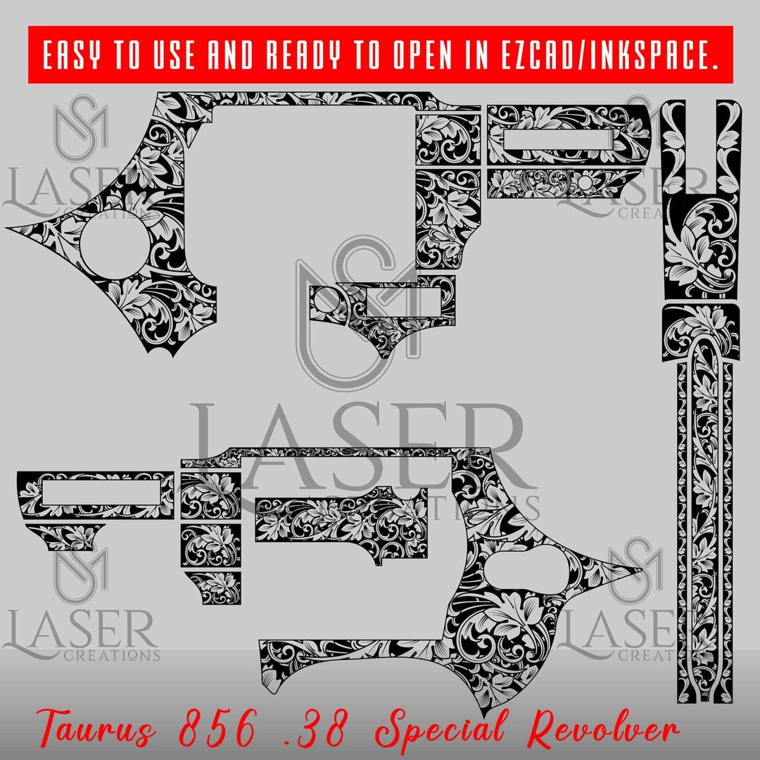 Taurus 856 .38 Special Revolver Scroll Vector Design Engraving Files ...